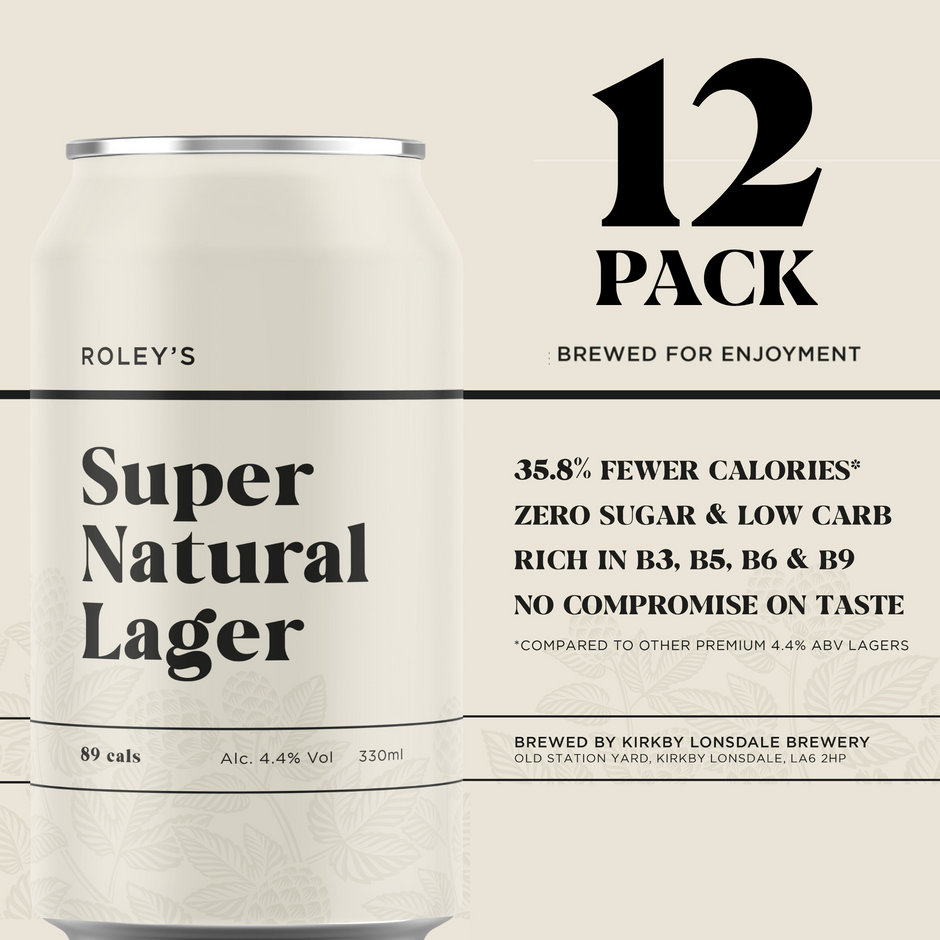 Super Natural Lager | Low Calorie, Zero sugar, 4.4%ABV Decadent lager ...